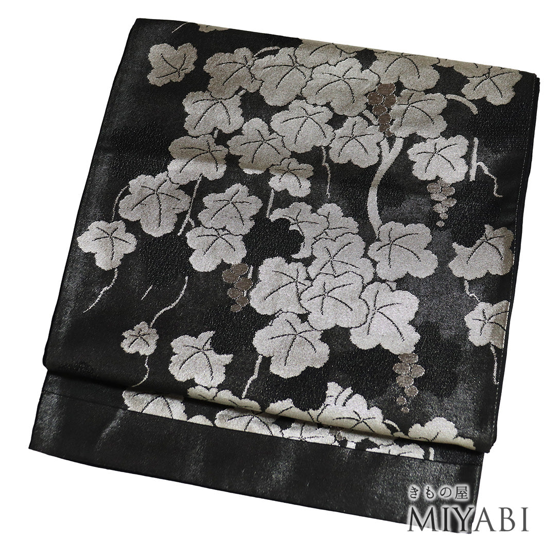 リサイクル京袋帯 帯丈384cm 六通 葡萄柄 ブラック Lサイズ ポリエステル Sランク お洒落 カジュアル NA-882 – きもの屋 MIYABI.net